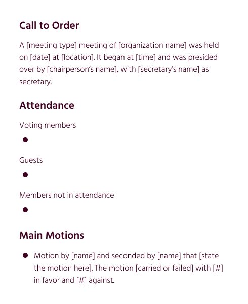 Formal Meeting Minutes Agenda Template Word Google Doc
